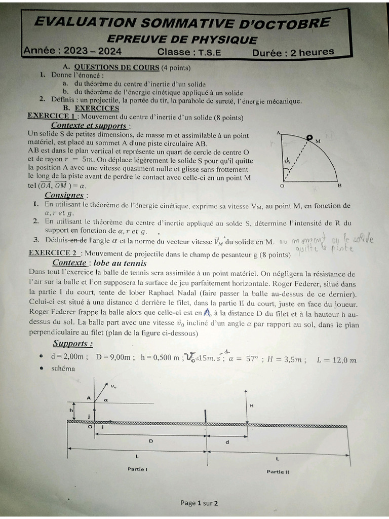 Devoir PC Fille 1 | PDF