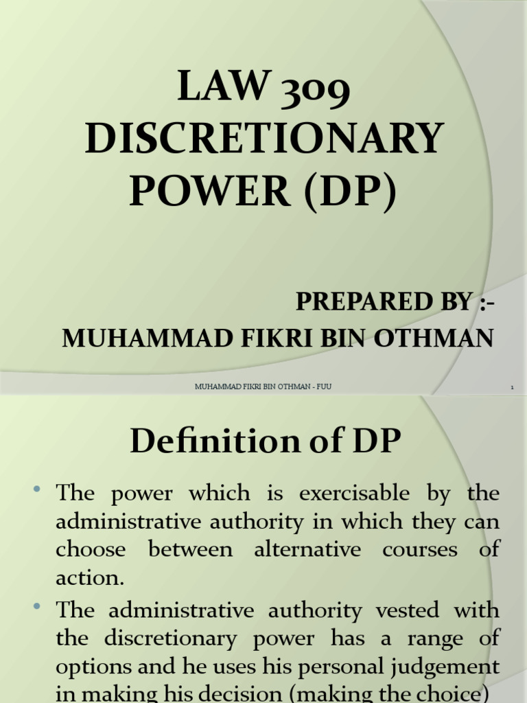 LAW309-4 Discretionary Power | PDF