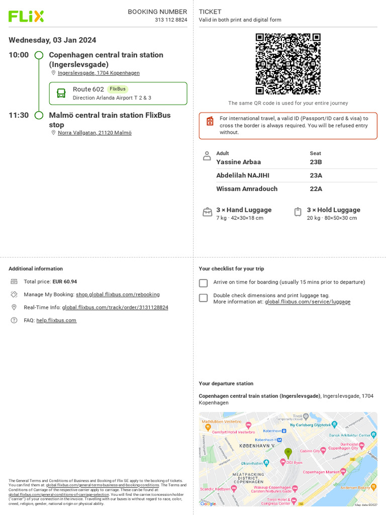 Ticket Copenhagen Malmoe 3131128824 | PDF | Travel Visa | Identity Document