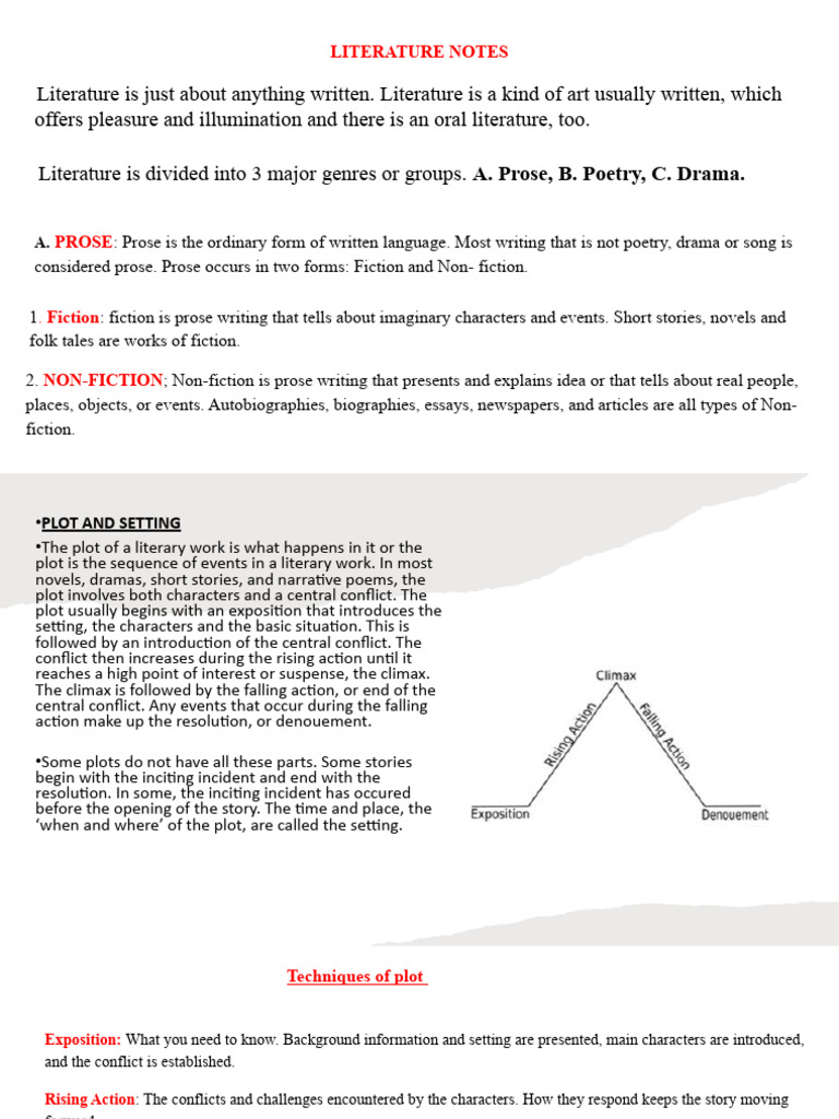 Literature Notes For Preps | PDF | Narration | Plot (Narrative)