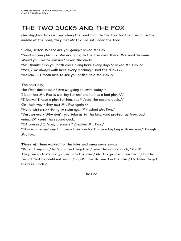 The Two Ducks and The Fox | PDF | Poetry