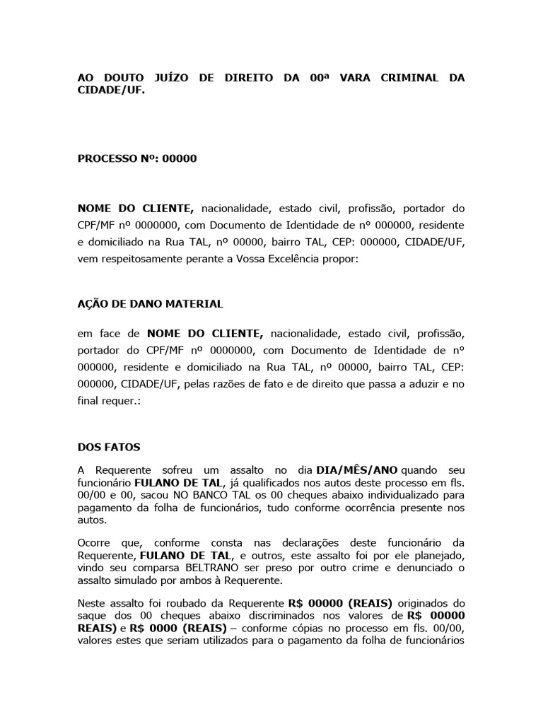 Modelo de Ação de Dano Material | PDF Modelo de Ação de Dano Material | PDF