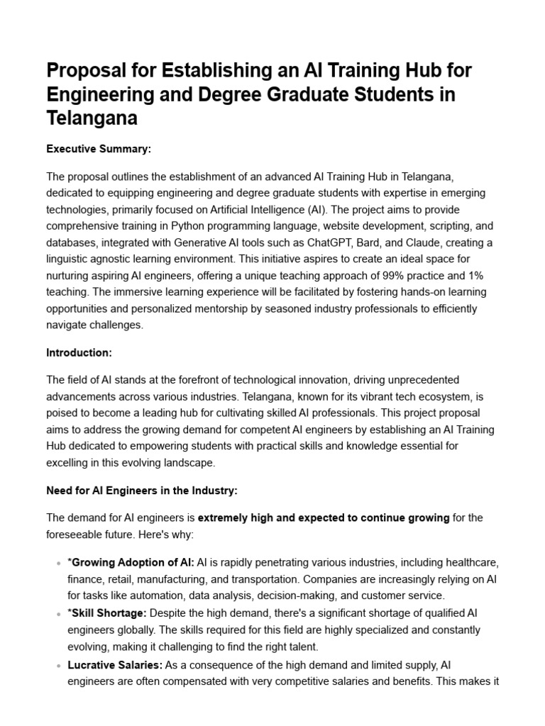 AI Training Hub Proposal for Telangana | PDF | Artificial Intelligence ...