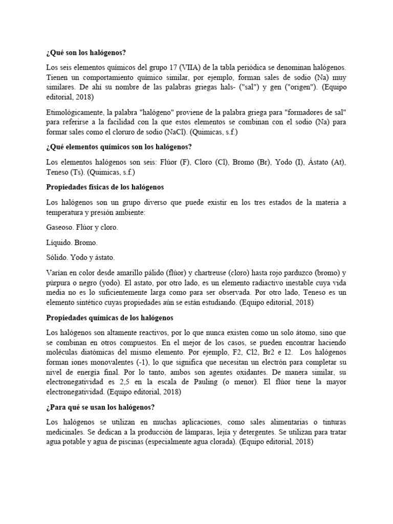 Qué Son Los Halógenos | PDF | Química | Materiales