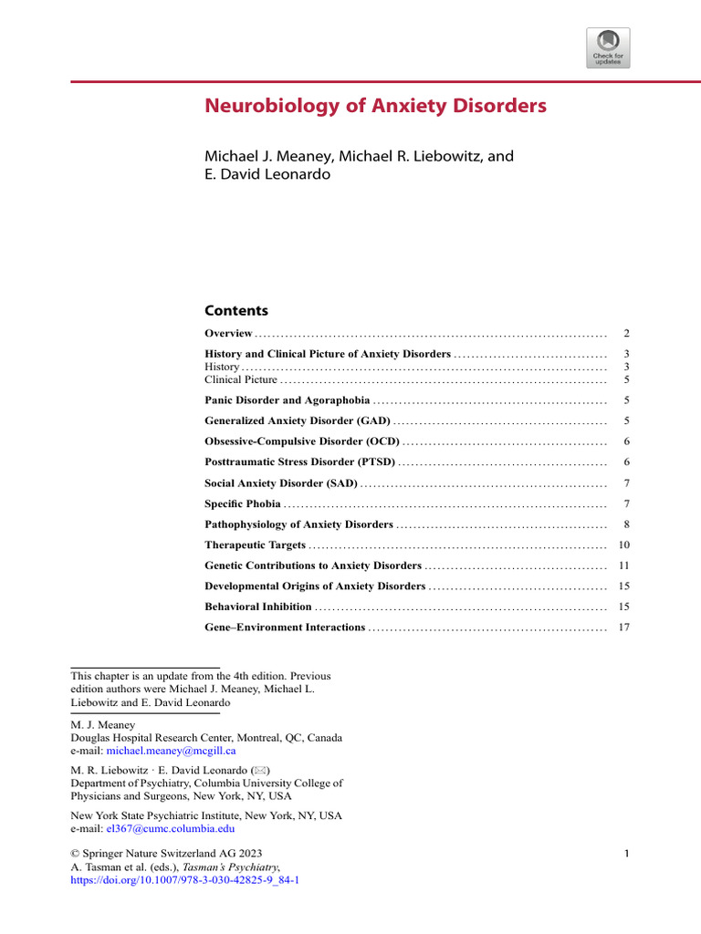 Neurobiology of Anxiety Disorders: Michael J. Meaney, Michael R ...
