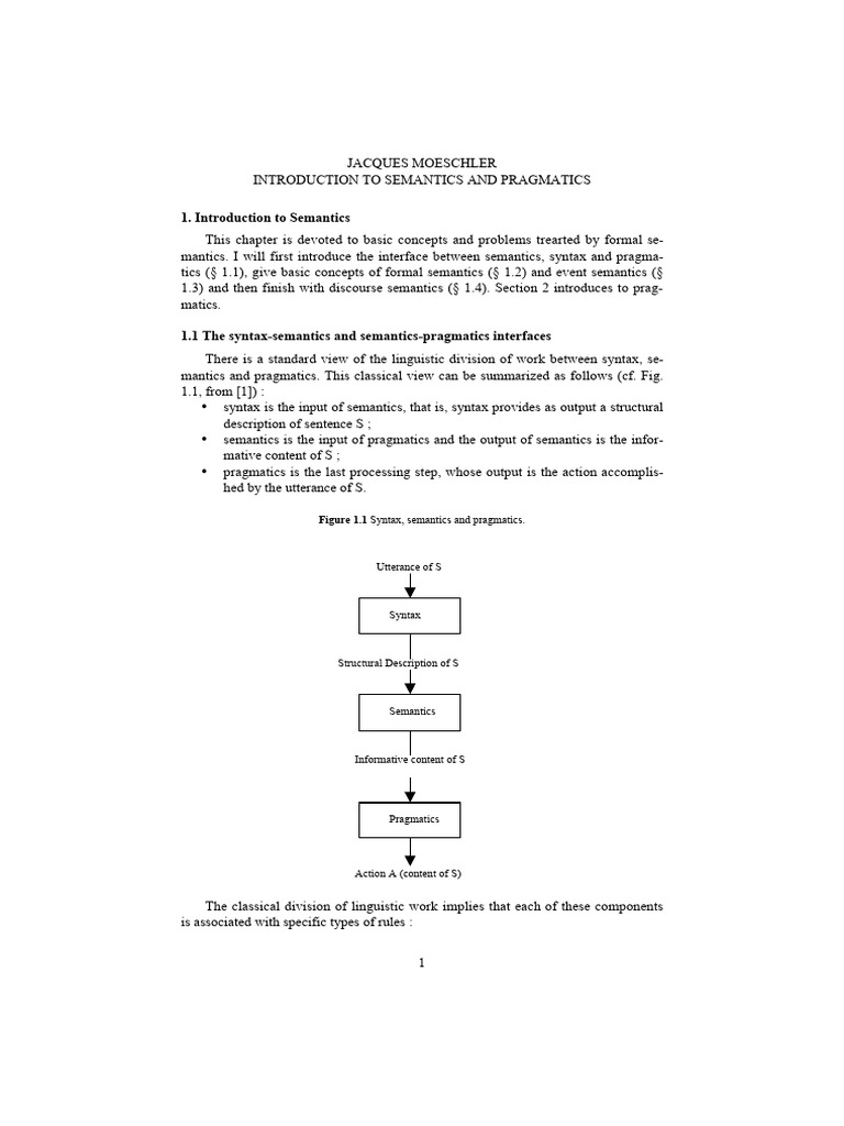 MOESCHLER, Jacques - Introduction To Semantics and Pragmatics | Download Free PDF | First Order ...