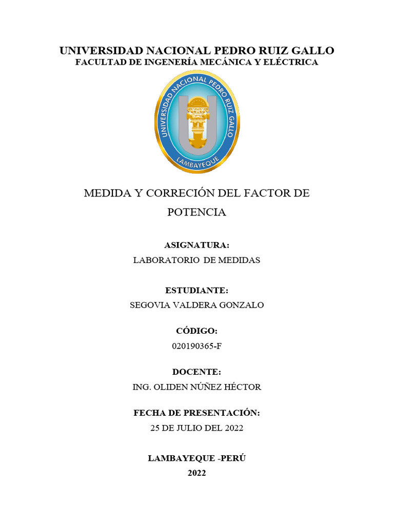 Informe_03_Medida_y_Correccion_del_Factor_de_Potencia | PDF | Energia electrica | Física ...