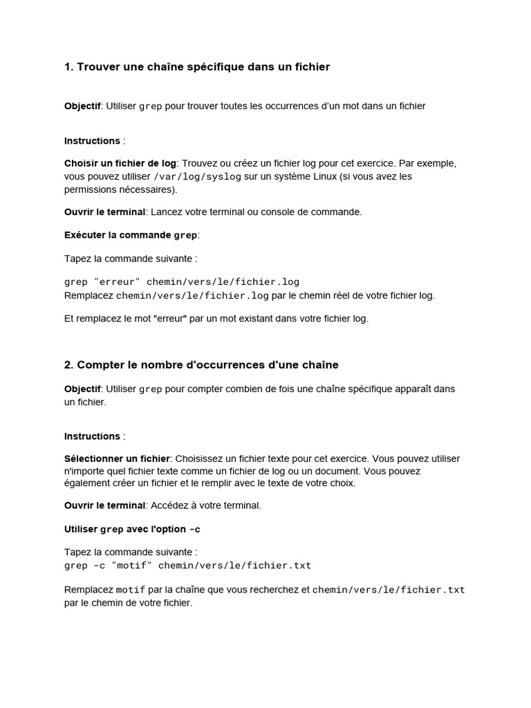 Utilisation de grep sous Linux | PDF