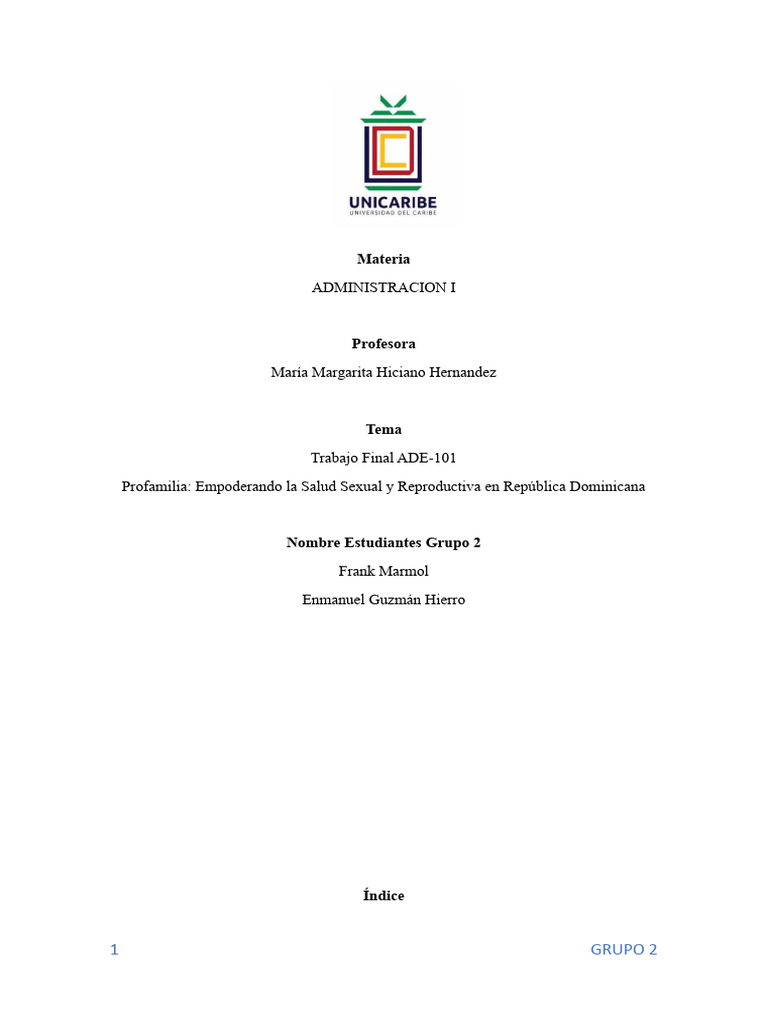 Esquema Trabajo FInal ADE-101 | PDF | Igualdad de género | Estudios de género