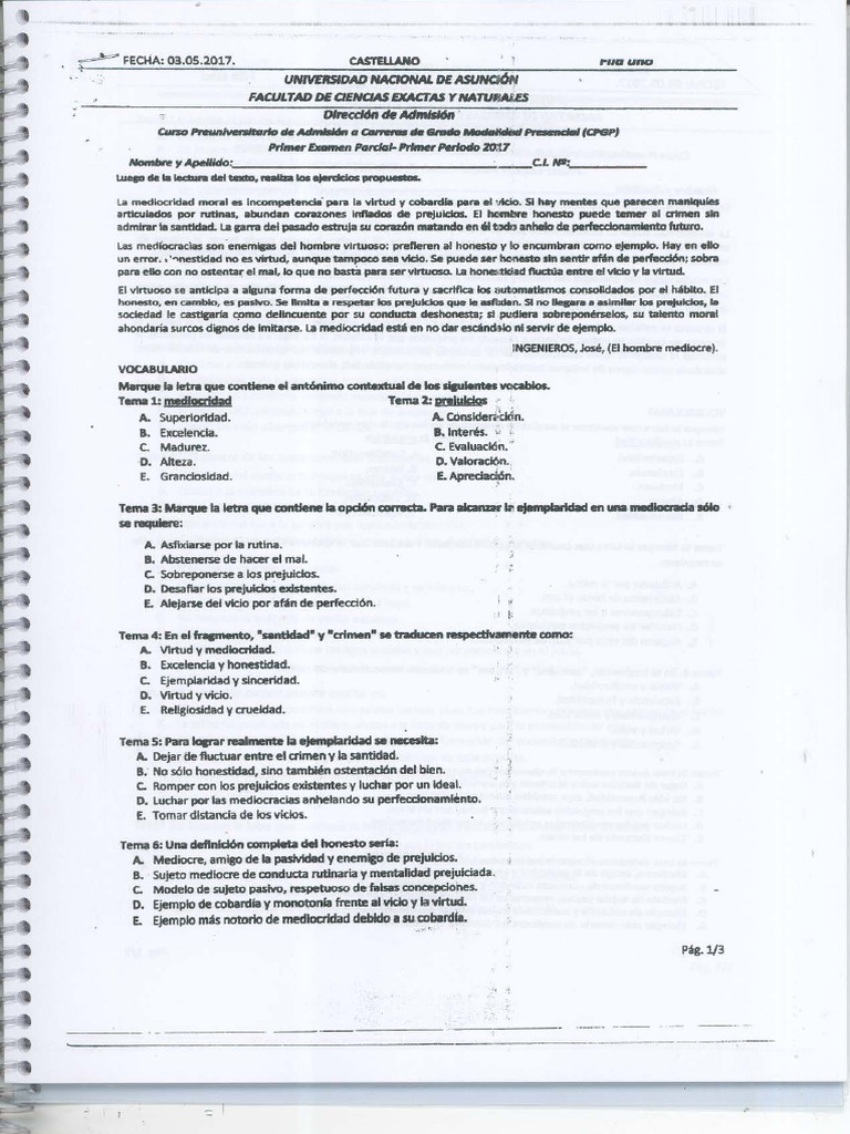 Exámenes Anteriores Castellano | PDF