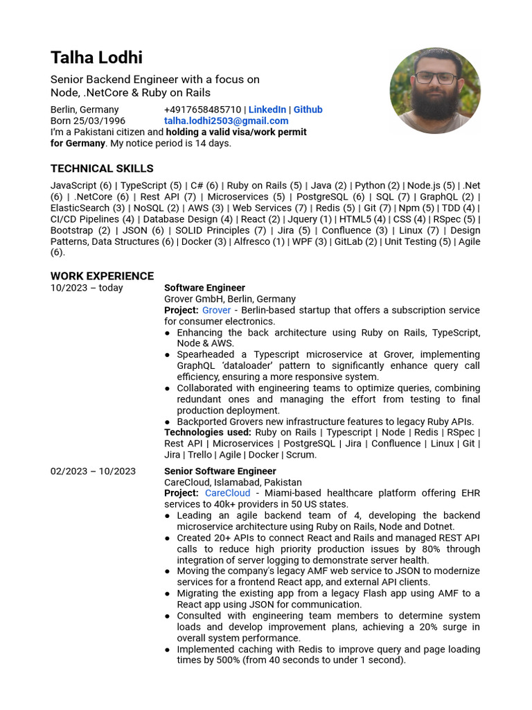 My CV | PDF | Ruby On Rails | Representational State Transfer