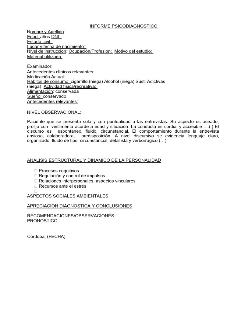 Modelo de Informe Apto Especifico | PDF