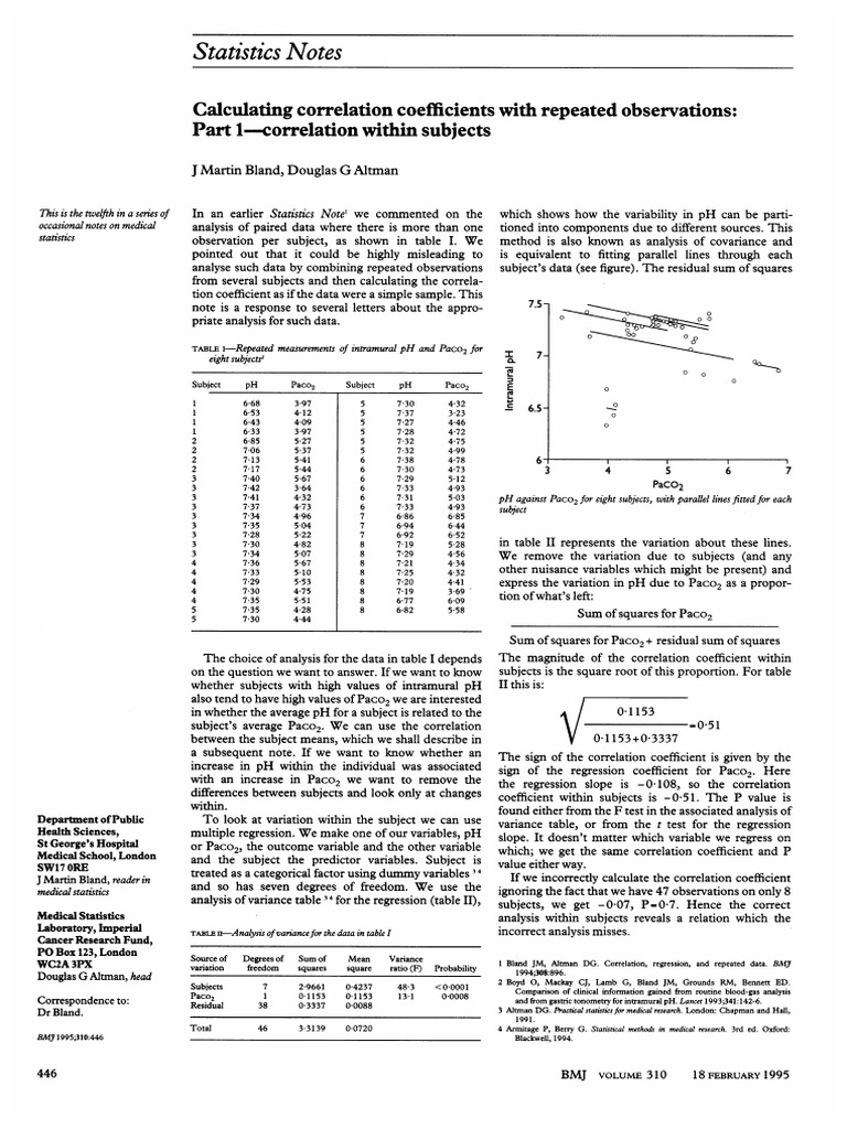 Calculating Correlation Coefficients With Repeated Observations Part 1 Download Free Pdf