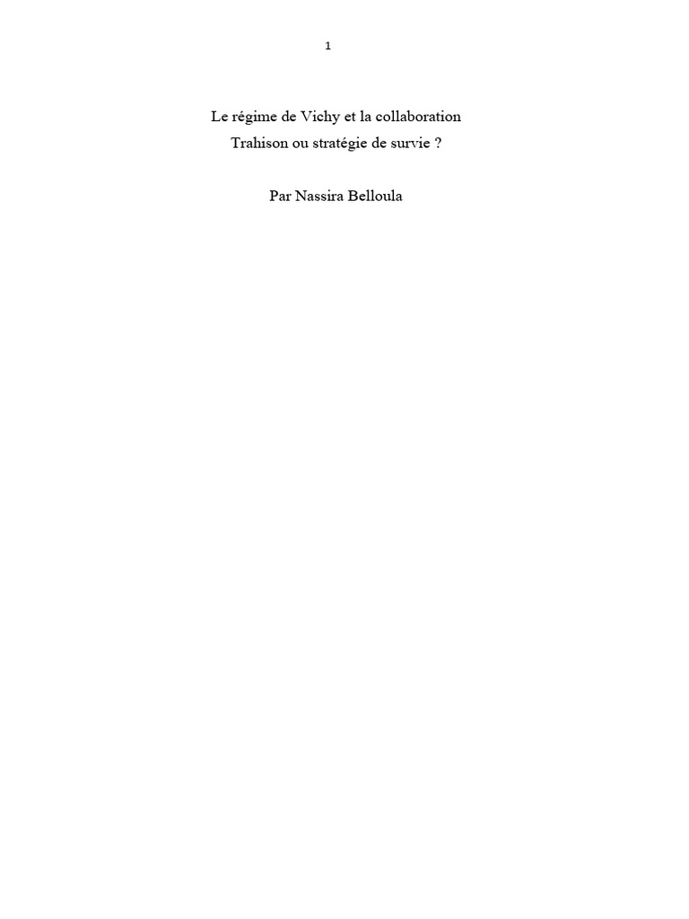 Régime de Vichy : Collaboration et Ambiguïtés | PDF | France de Vichy ...