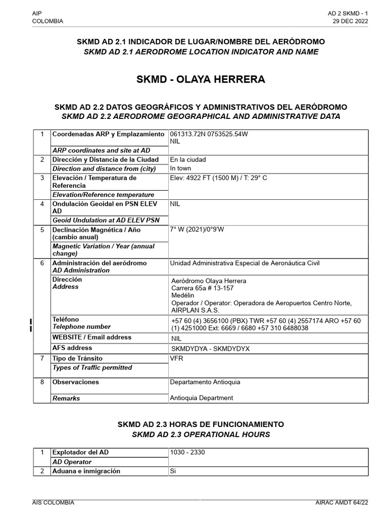 Ad 2 SKMD - Medellín - Olaya Herrera | PDF | Control de tráfico aéreo ...