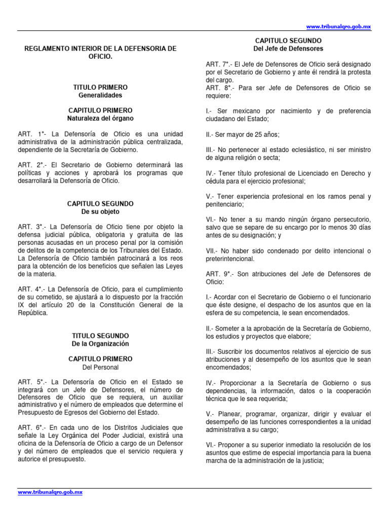 Reglamento - Interior - de - La - Defensoria - de - Oficio | PDF ...