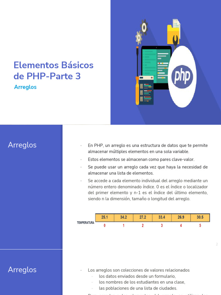 Elementos de Php-Arreglos | PDF | Datos de computadora | Ciencias de la Computación