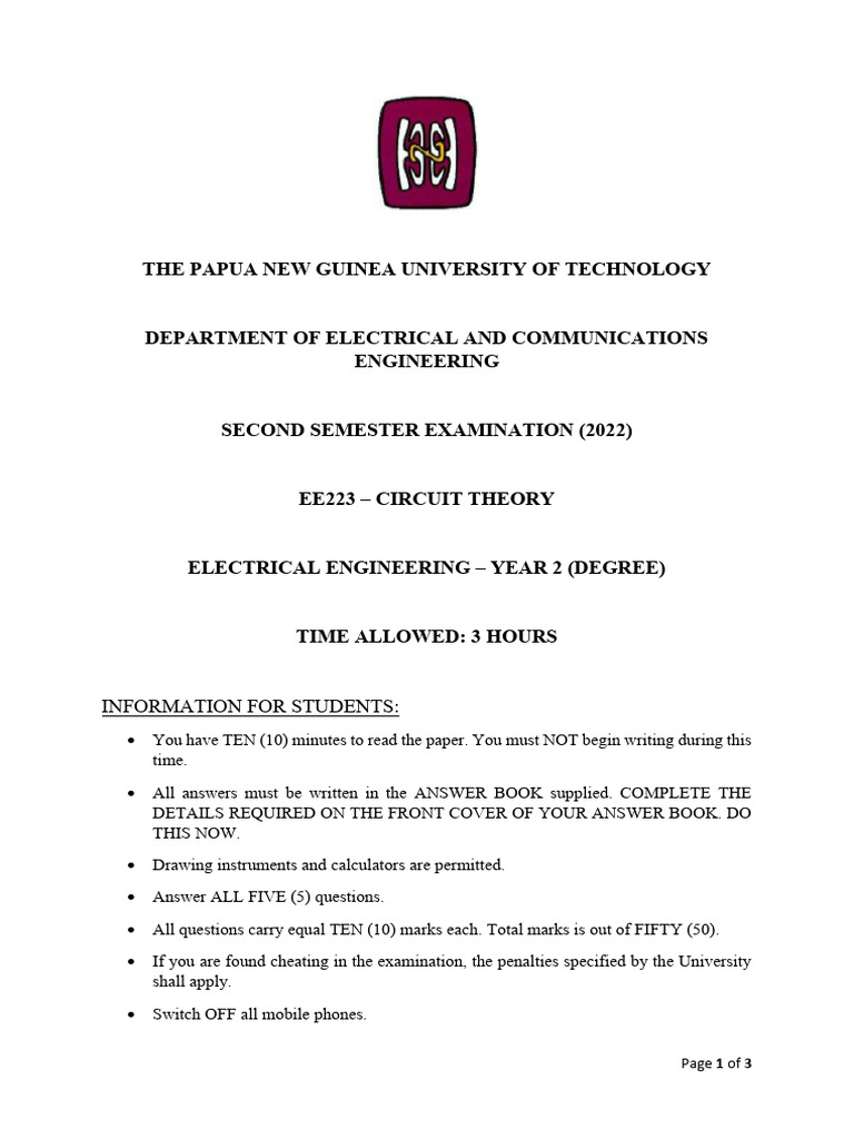 Ee223 - Circuit Theory | PDF | Ac Power | Network Analysis (Electrical ...