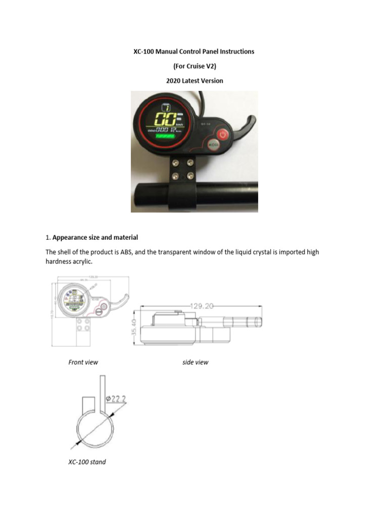XC-100 Control Panel Manual | PDF | Electrical Wiring | Fuel Economy In ...
