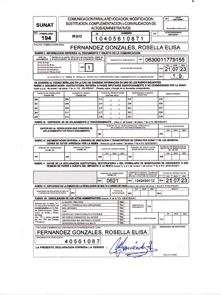 Formulario 194 | PDF