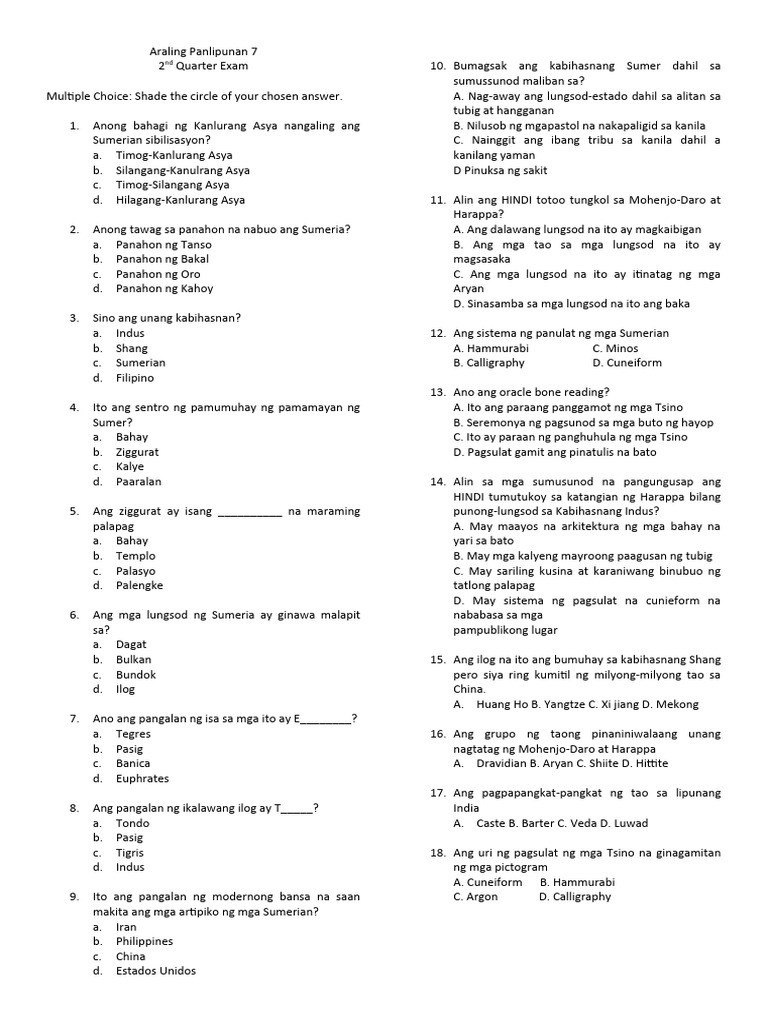 Araling Panlipunan 7 2nd Quarter | PDF