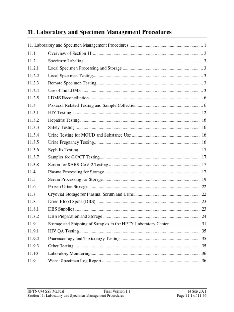11 - HPTN 094 SSP Section 11 - Lab v1.1 | Download Free PDF | Diagnosis Of Hiv/Aids | Hepatitis C