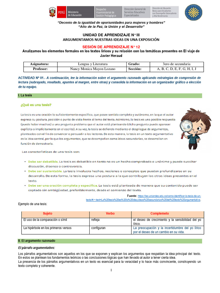 MATERIAL - SESIÃ N 12 Argumento Razonado | PDF | Argumento | Retórica