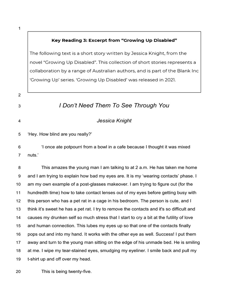Growing Up Disabled: Vision Struggles | PDF | Glasses | Vision