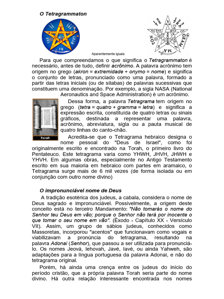 Tetragrammaton | PDF | YHWH | Nomes de Deus