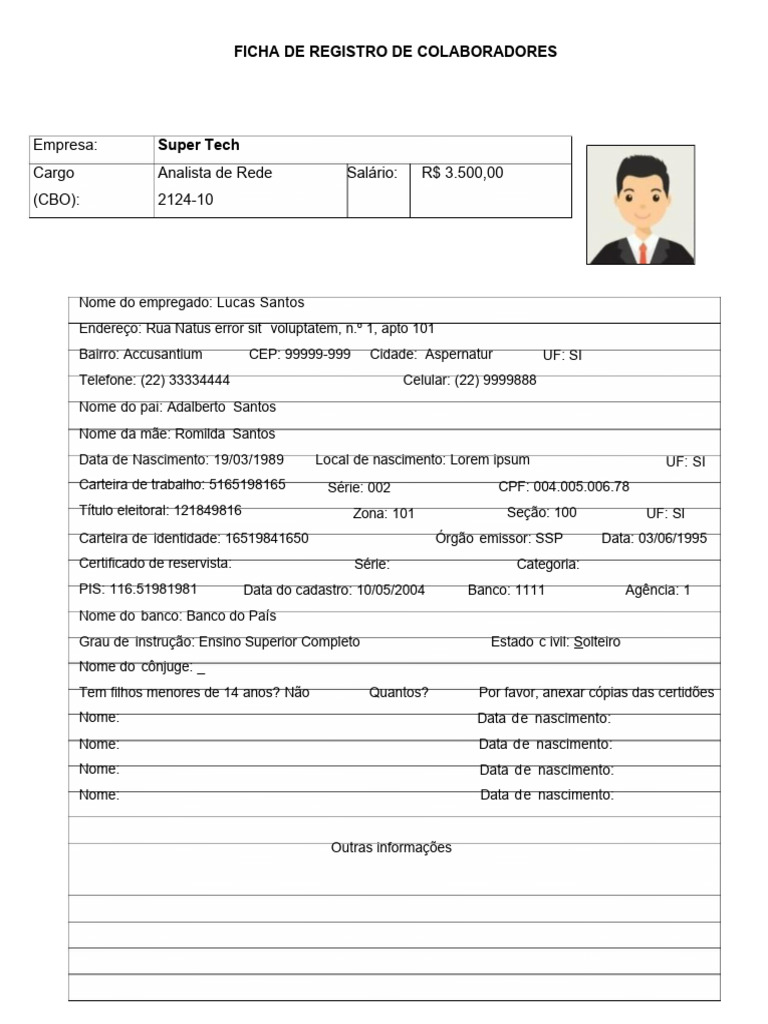 ATIV 1 Ficha Registro | PDF | Brasil