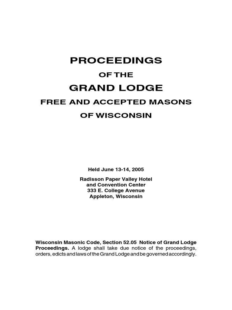 Grand Lodge Proceedings 2005 | PDF | Freemasonry | Masonic Lodge