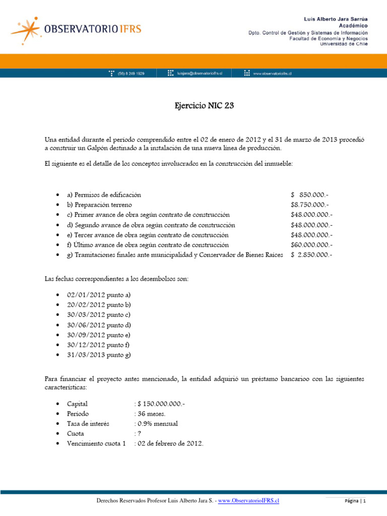 Ejercicio NIC 23 | PDF