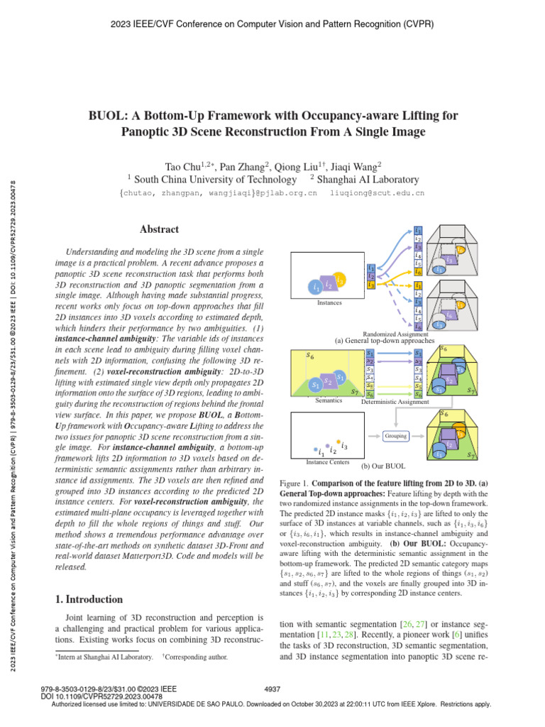 BUOL A Bottom-Up Framework With Occupancy-Aware Lifting For Panoptic 3D Scene Reconstruction ...