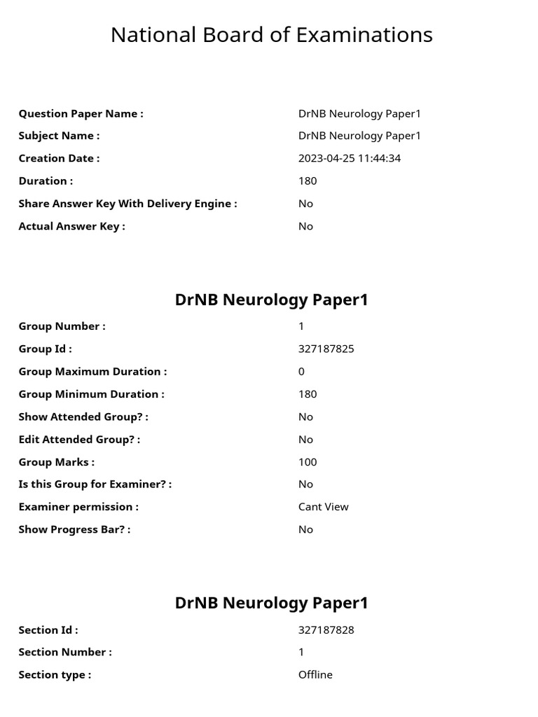 DRNB Neurology Paper1 | PDF | Clinical Medicine | Diseases And Disorders