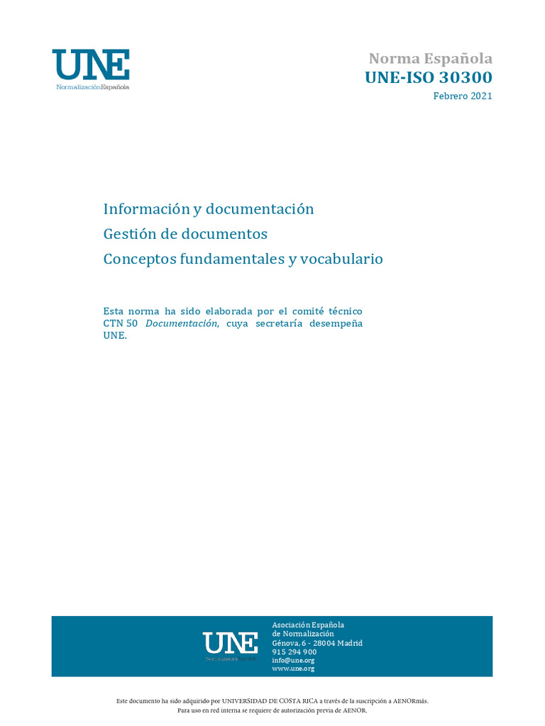 Une-Iso 30300 2021 | PDF | Organización internacional para la ...