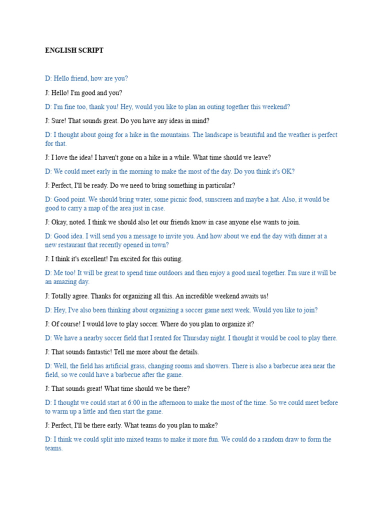 Student English Conversation Script | PDF