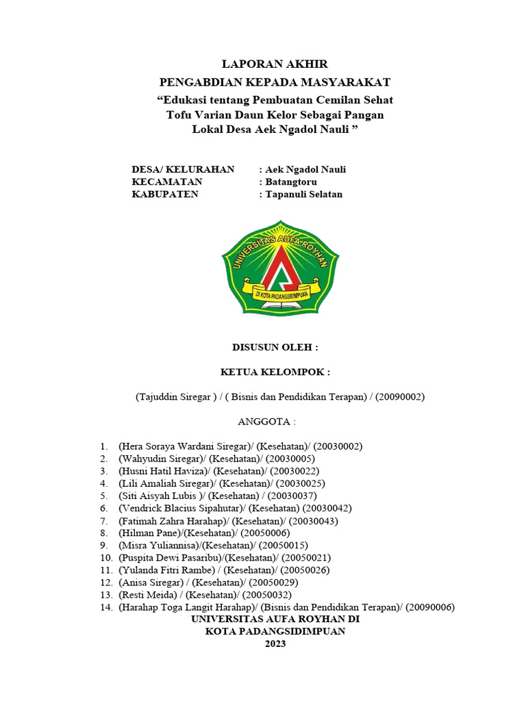 Laporan Pengabdian Masyarakat KKN Desa Aek Ngadol Bagian 2 | PDF ...
