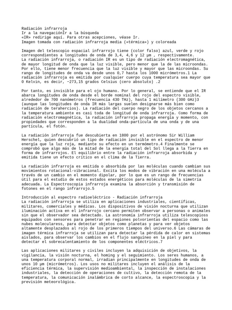 radiacion infrarroja | PDF | Infrarrojo | Radiación electromagnética