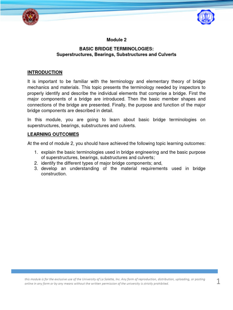 Bridge Engg Module 2 Basic Bridge Terminologies Part 2 | PDF | Bridge | Civil Engineering