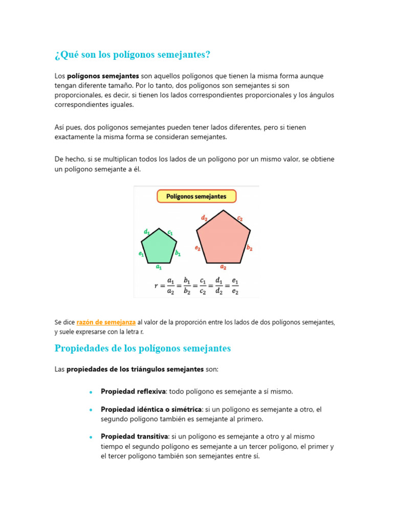 Características de los Polígonos Semejantes | PDF