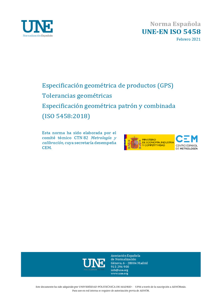 Norma UNE-EN ISO 5458: Tolerancias Geométricas | PDF | Organización ...
