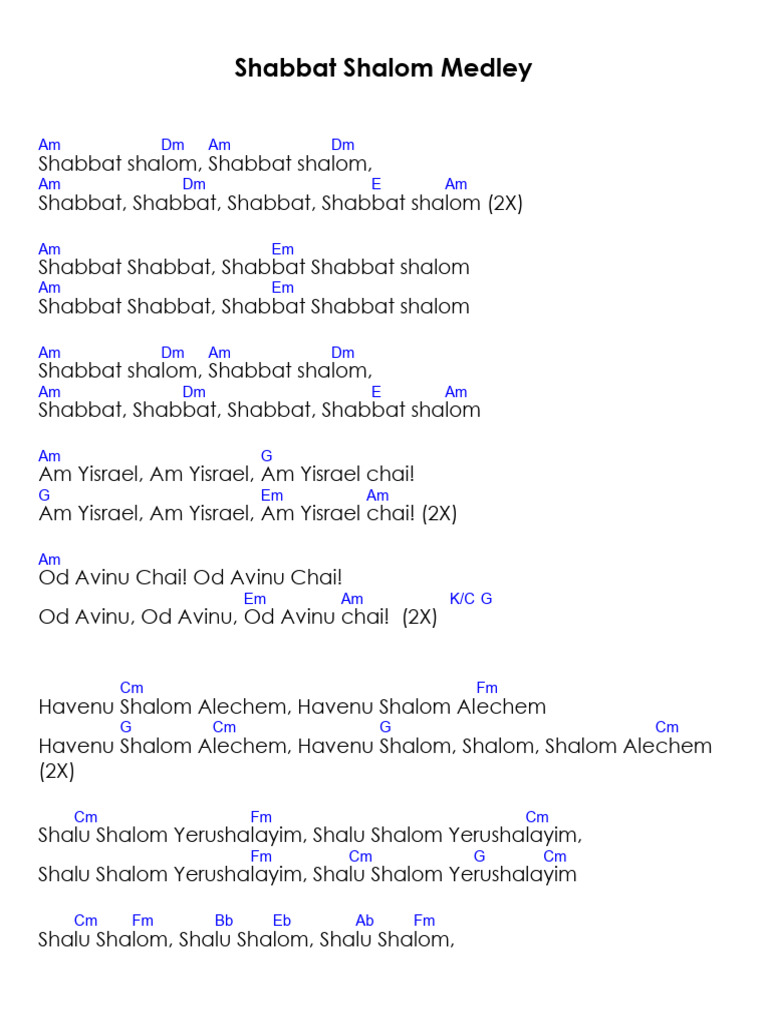 Traditional - Shabbat Shalom Medley | PDF