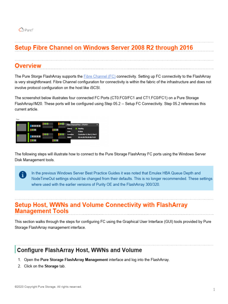 Pure Storage Setup Fibre Channel On Windows Server 2008 R2 Through 2016 | Download Free PDF ...
