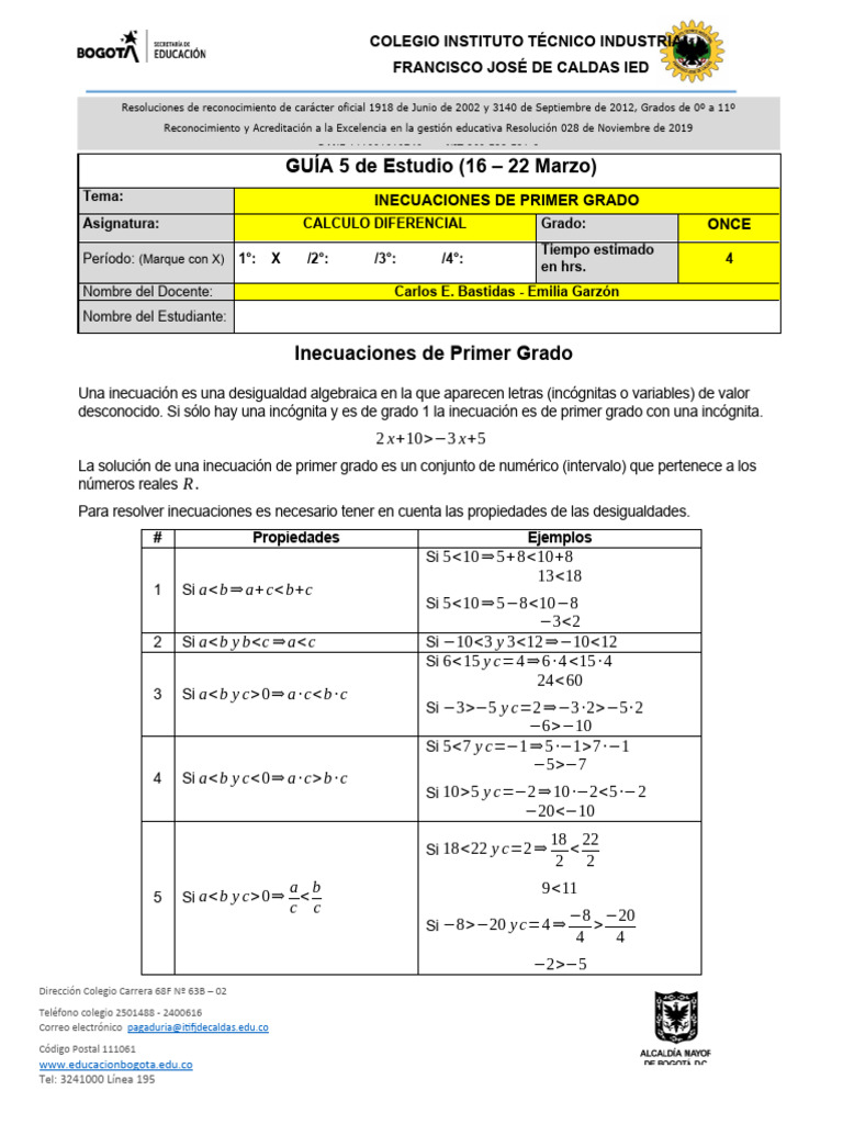 G5P1 Inecuaciones | PDF | Desigualdad (Matemáticas) | Intervalo (Matemáticas)