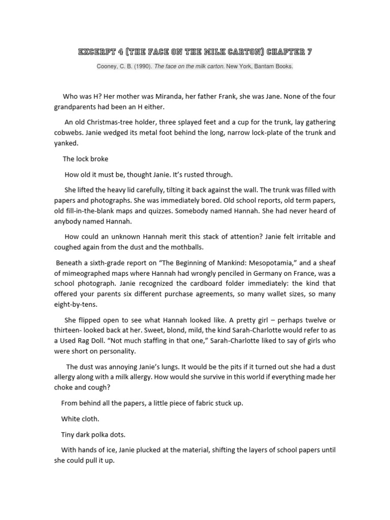 Extract 4 (THE FACE ON THE MILK CARTON) | PDF