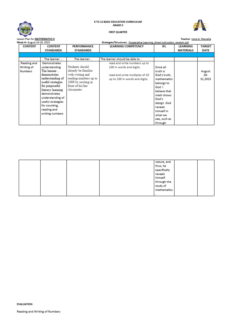 LP To Print | PDF | Lesson Plan | Curriculum
