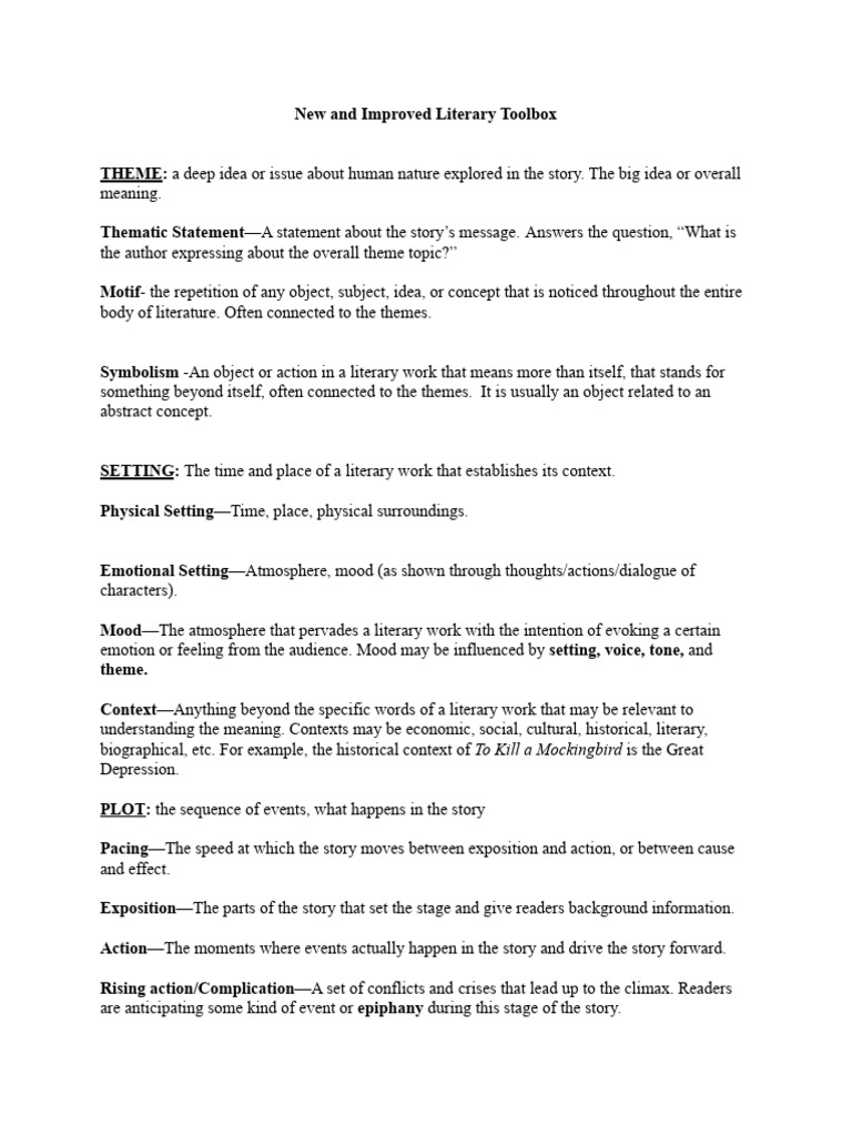 Upgraded Literary Toolbox | PDF | Narration | Plot (Narrative)