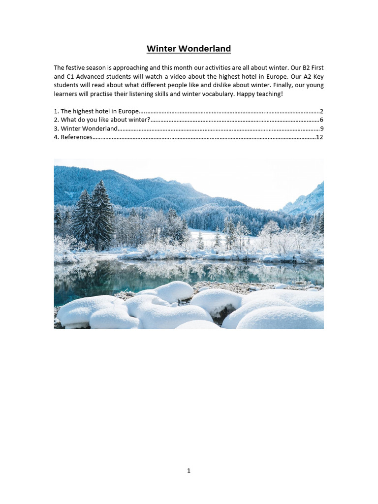 Winter Activities and Hotel Insights | PDF