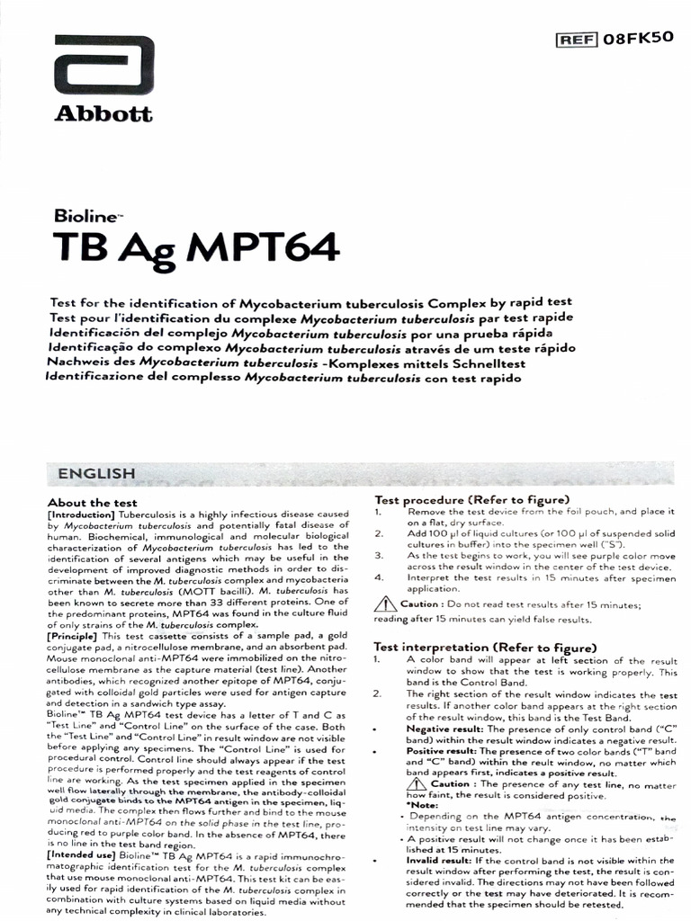 Tuberculosis Kit Insert | PDF | Tuberculosis | Monoclonal Antibody