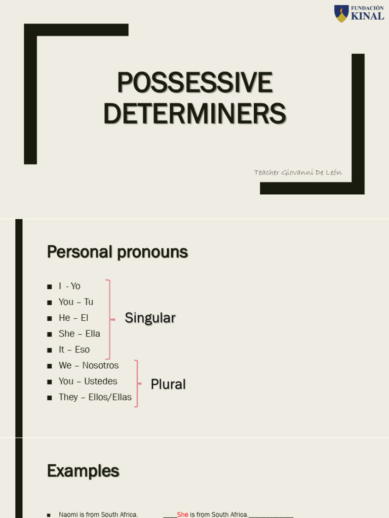 Possessive Determiners | PDF | Noun | Grammar